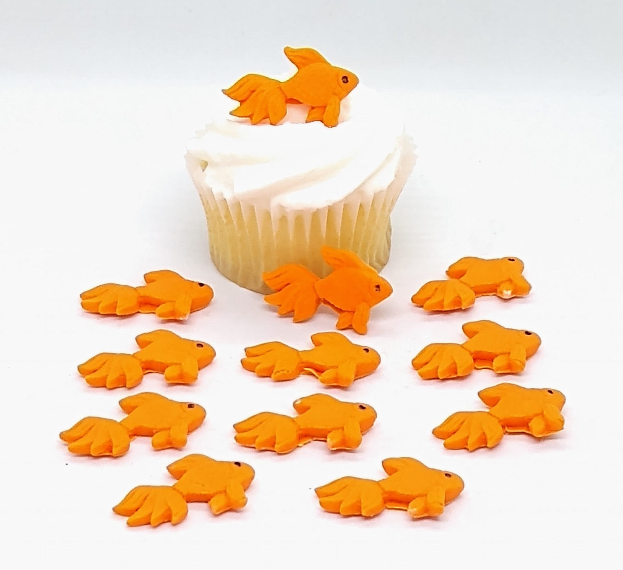 Goldfish Fondant Cupcake Toppers 12 Orange Cake Decorations - Etsy