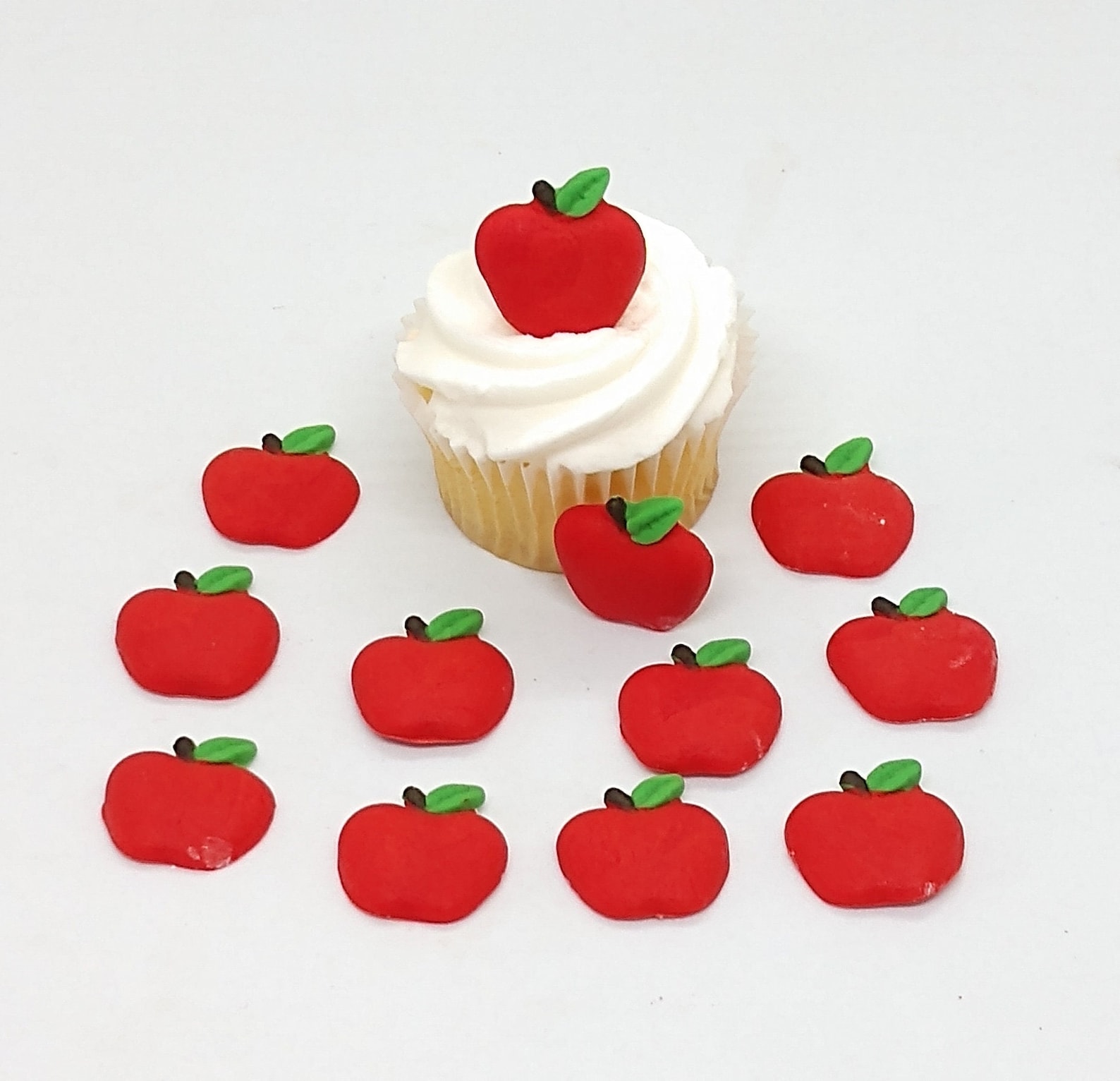 12 Red Apple Fondant Cupcake Toppers, Edible Cake Decorations - Etsy