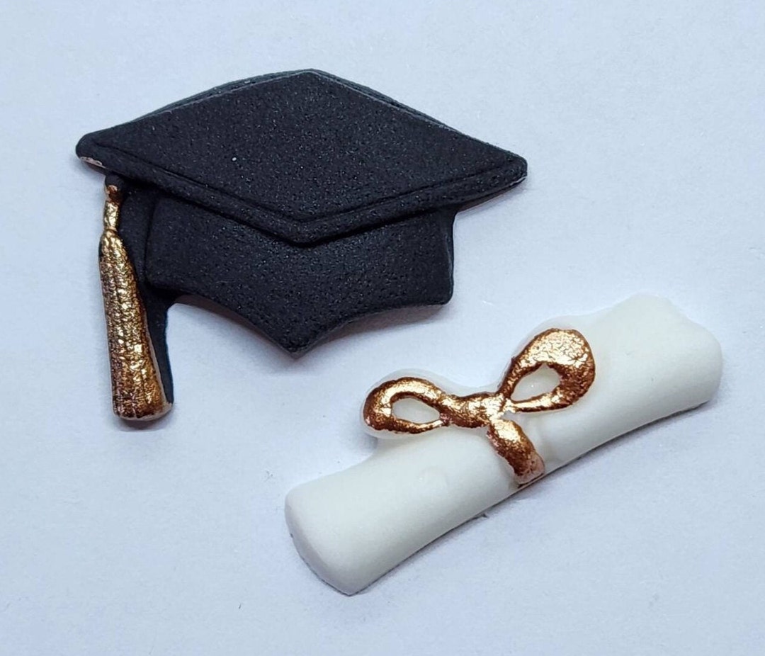 Graduation Fondant Cupcake Toppers 12 Cake Decorations Edible Hats ...
