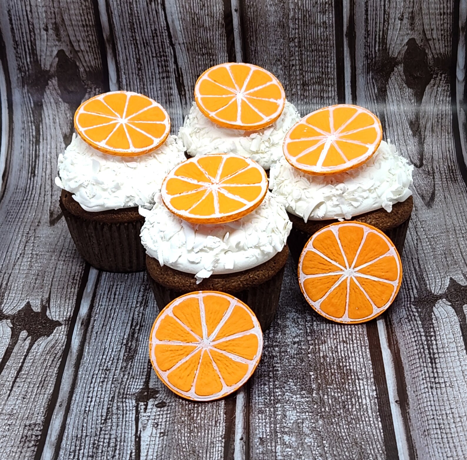 Orange Slices Fondant Cupcake Toppers 6 Cake Decorations Edible Fruits ...