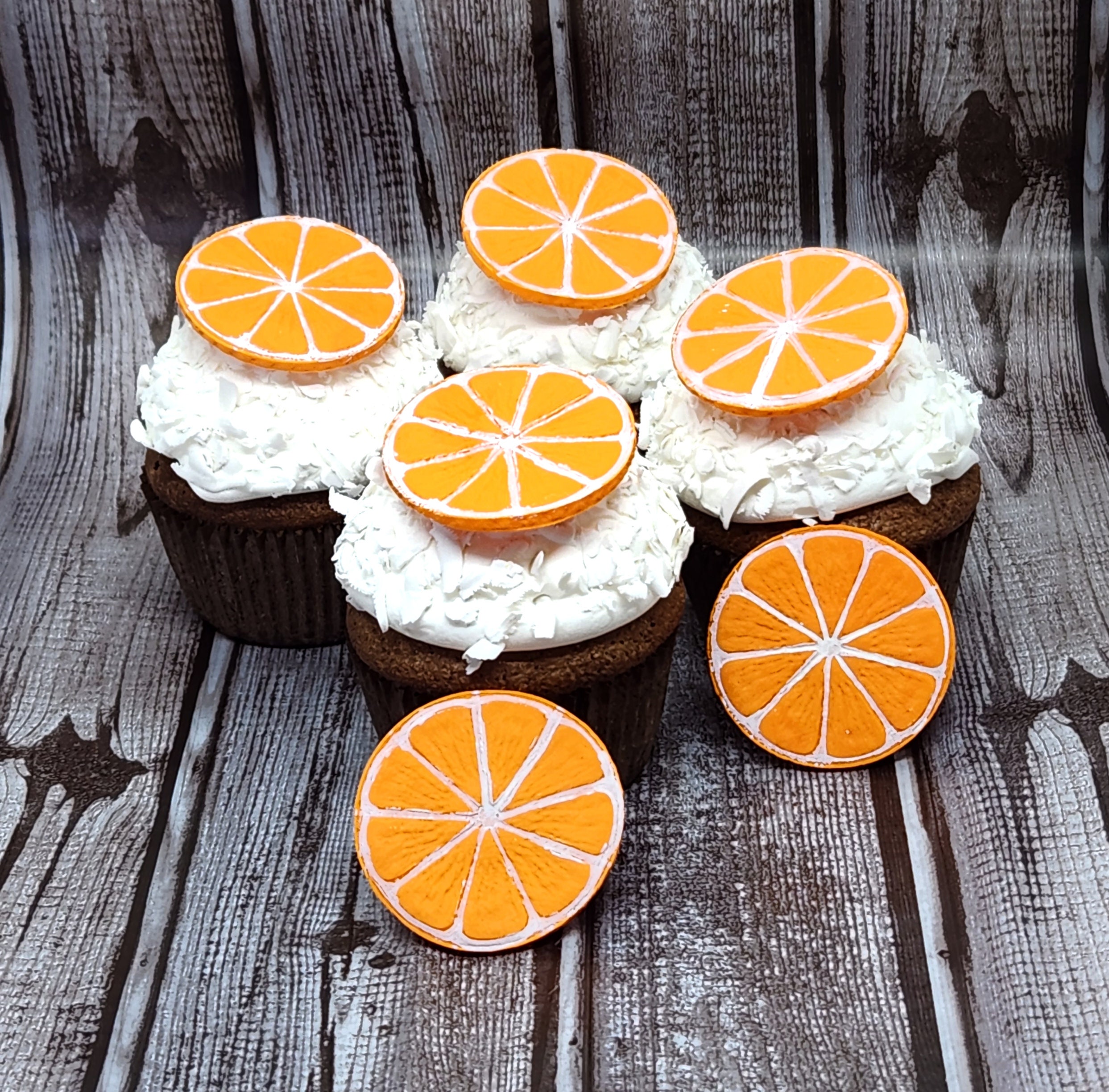 Orange Slices Fondant Cupcake Toppers 6 Cake Decorations Edible Fruits ...