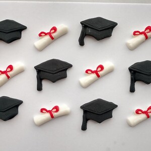 Graduation Fondant Cupcake Toppers 12 Cake Decorations Edible Hats ...