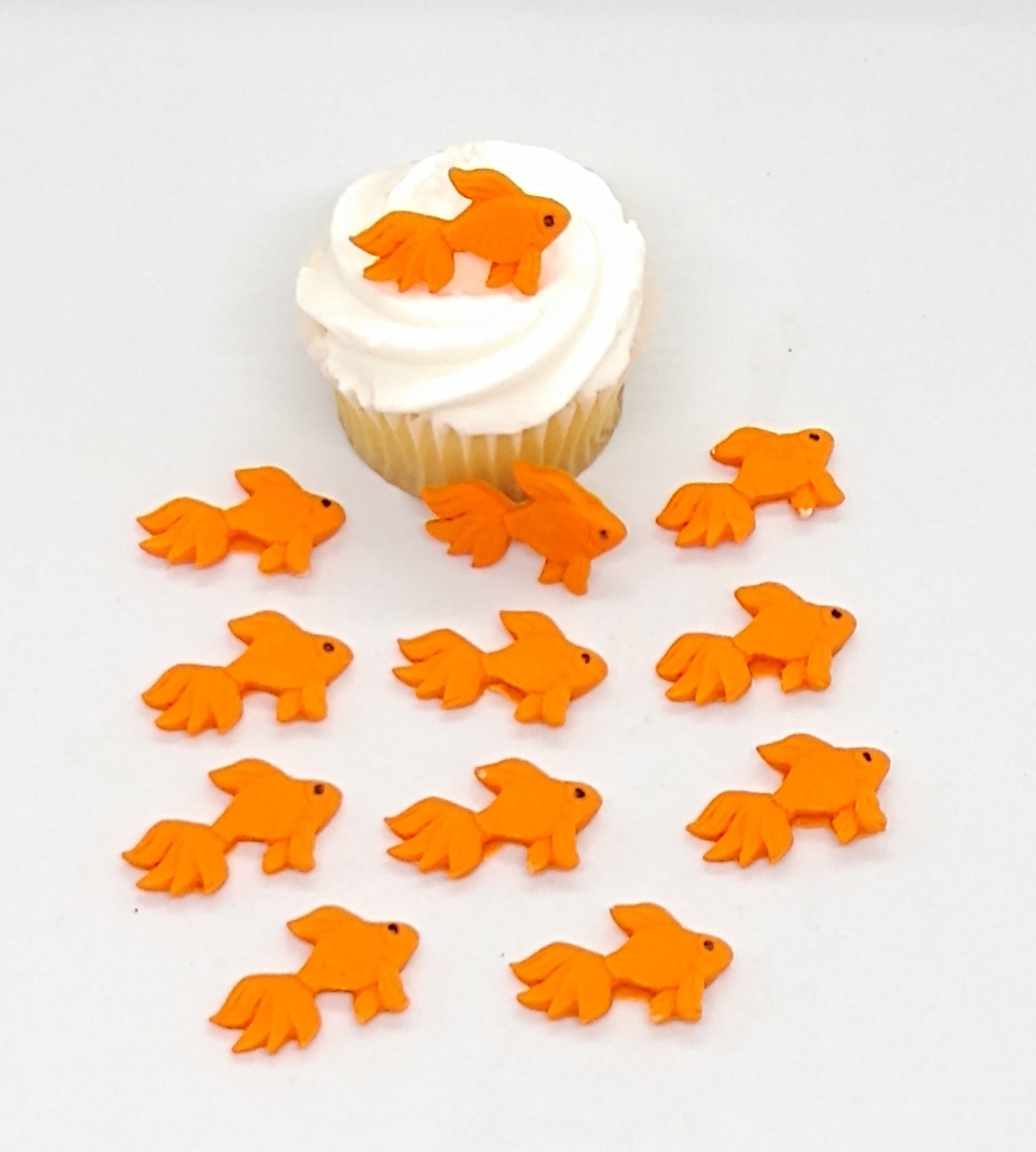 Goldfish Fondant Cupcake Toppers 12 Orange Cake Decorations - Etsy