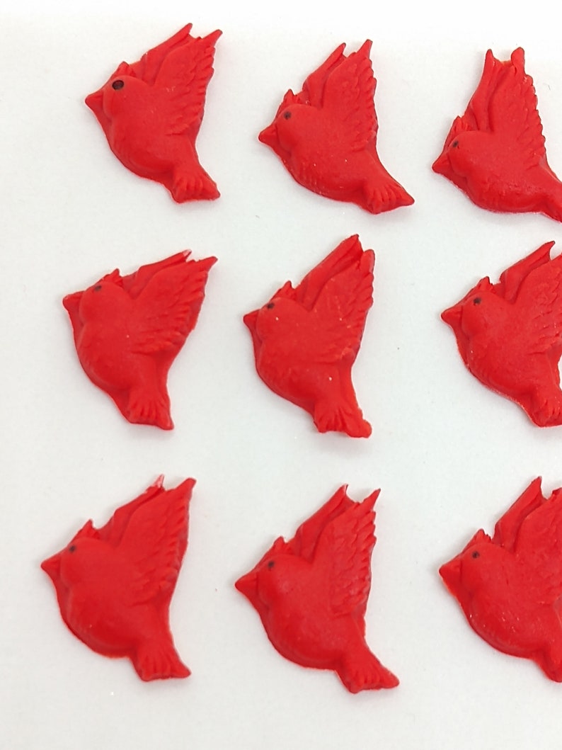 Cardinal Fondant Cupcake Toppers, Red Bird Decorations (12 Pieces) - Etsy