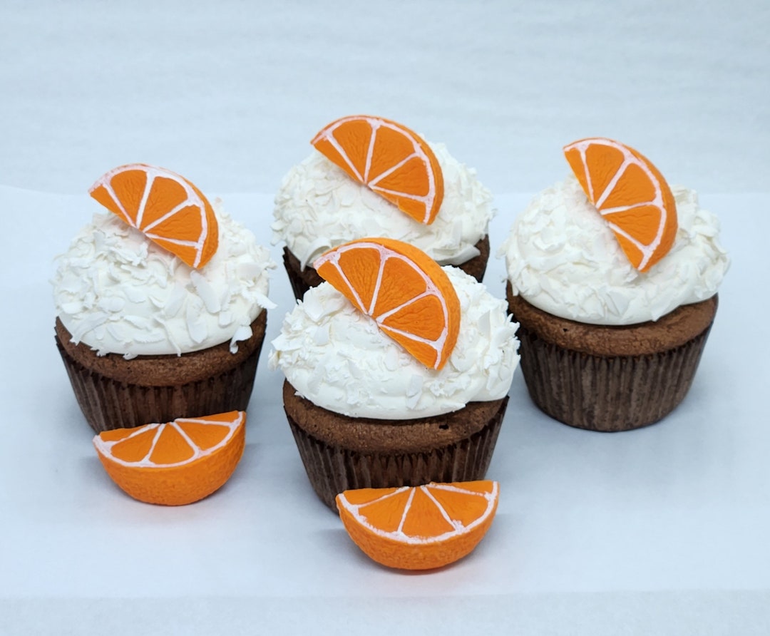 Orange Wedges Fondant Cupcake Toppers 6 Cake Decorations Edible Fruits ...