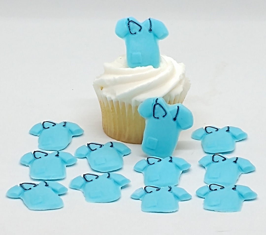 Medical Scrubs Scrub Fondant Cupcake Toppers 12 Blue Cake Decorations ...