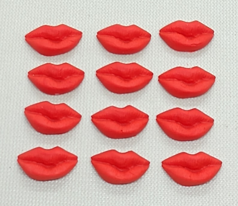 Red Lips Fondant Cupcake Toppers, Edible Kiss Decorations (12) - Etsy