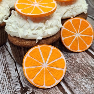 Orange Slices Fondant Cupcake Toppers 6 Cake Decorations Edible Fruits ...