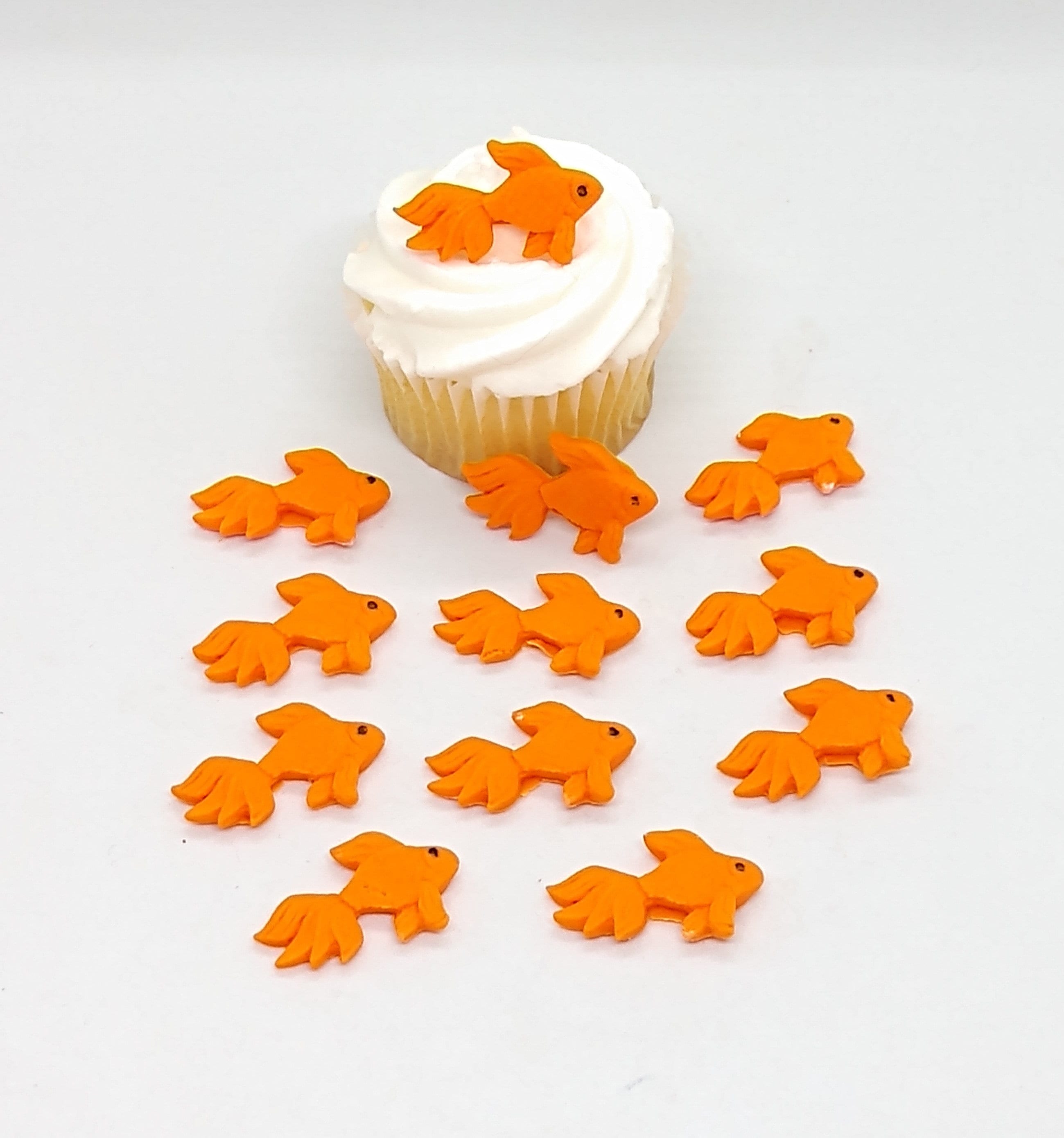 Goldfish Fondant Cupcake Toppers 12 Orange Cake Decorations - Etsy