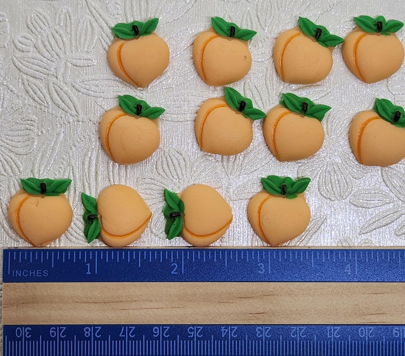 Fondant Peach Cupcake Toppers 12 Edible Summer Fruit Decorations Just ...