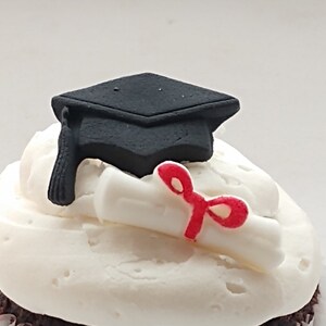 Fondant Graduation Cupcake Toppers 12 Cake Decorations Edible Hats ...