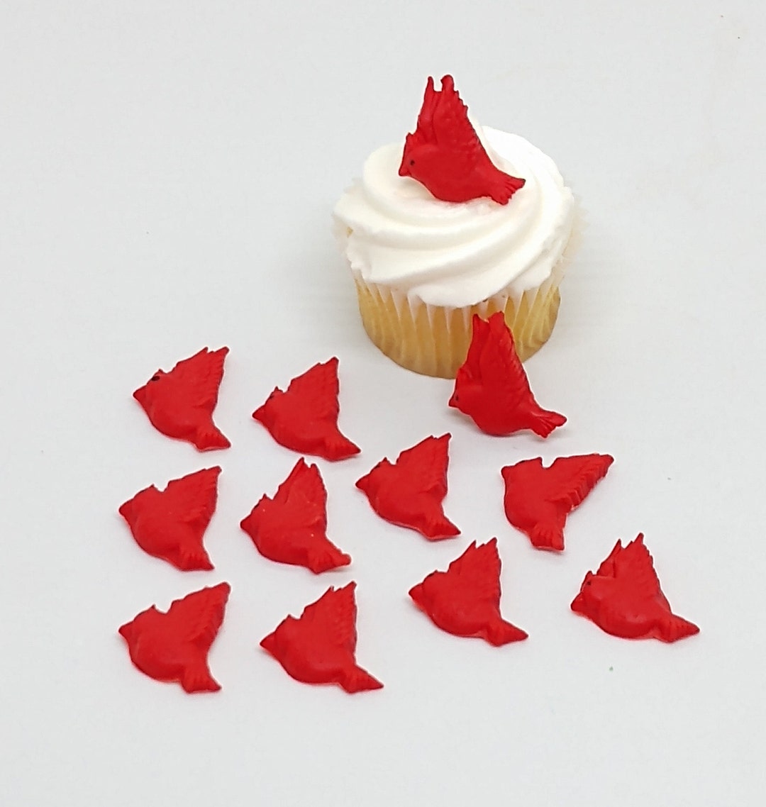 Cardinal Fondant Cupcake Toppers, Red Bird Decorations (12 Pieces) - Etsy