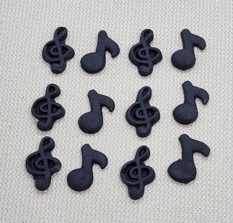 Music Notes G Clef Symbol Fondant Cupcake Toppers 12 Cake Decorations ...