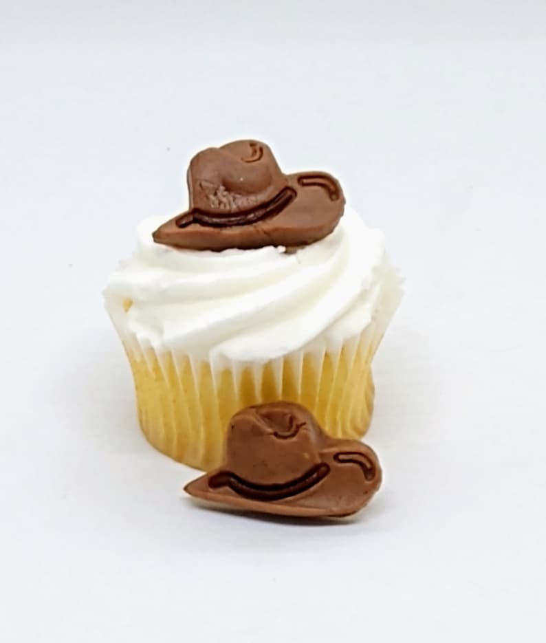Cowboy Hat Fondant Cupcake Toppers 12 Cake Decorations Cowgirl - Etsy
