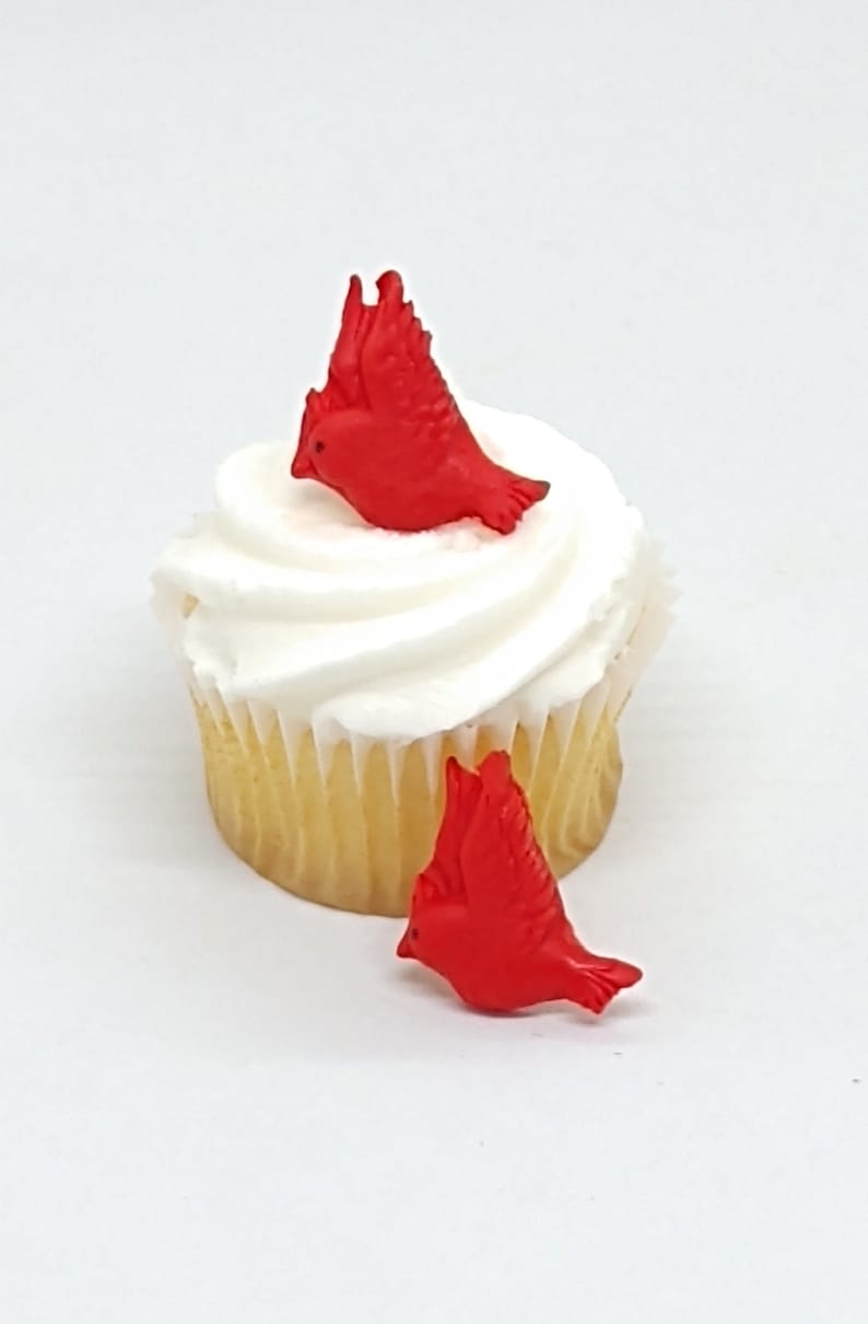 Cardinal Fondant Cupcake Toppers, Red Bird Decorations (12 Pieces) - Etsy