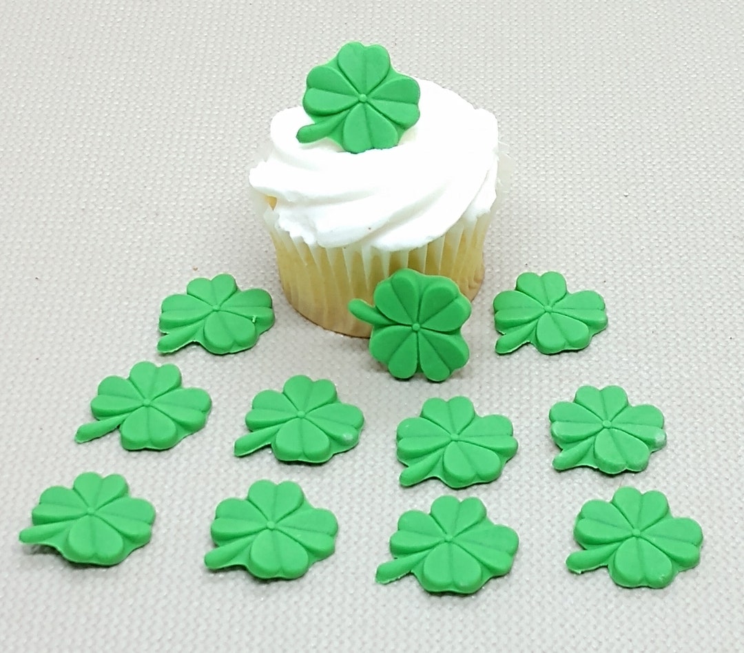 Fondant Shamrock Cupcake Toppers, Green Four Leaf Clover (12 Ct) - Etsy