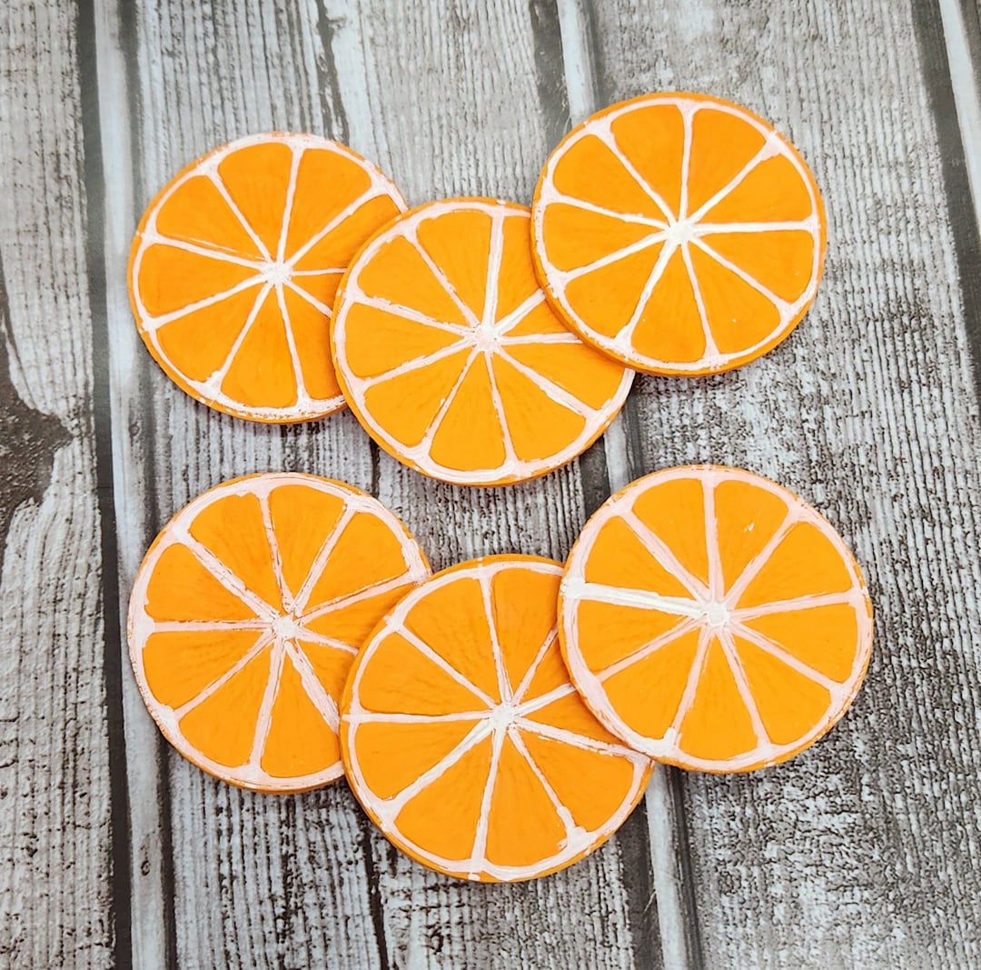 Orange Slices Fondant Cupcake Toppers 6 Cake Decorations Edible Fruits ...