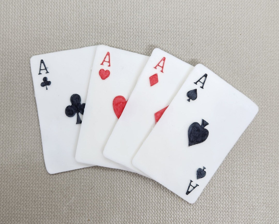 Playing Cards Edible Fondant 4 Cake Decorations Toppers Party Birthday ...