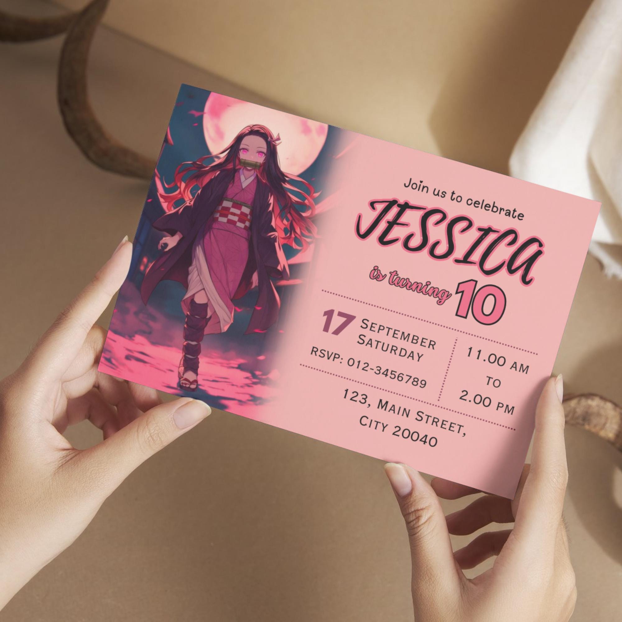 Nezuko Birthday Invitation, Nezuko Invitation, Nezuko Birthday, Nezuko ...