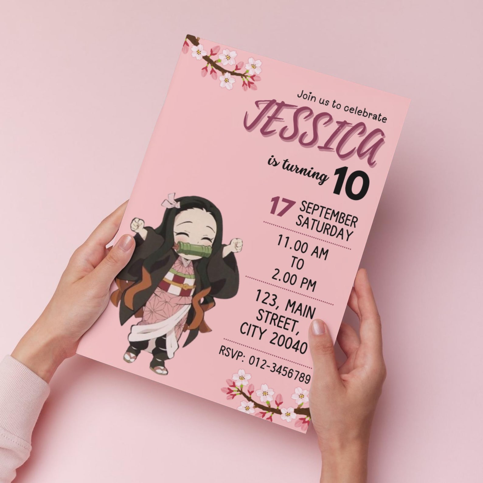 Nezuko Birthday Invitation, Nezuko Invitation, Nezuko Birthday, Nezuko ...