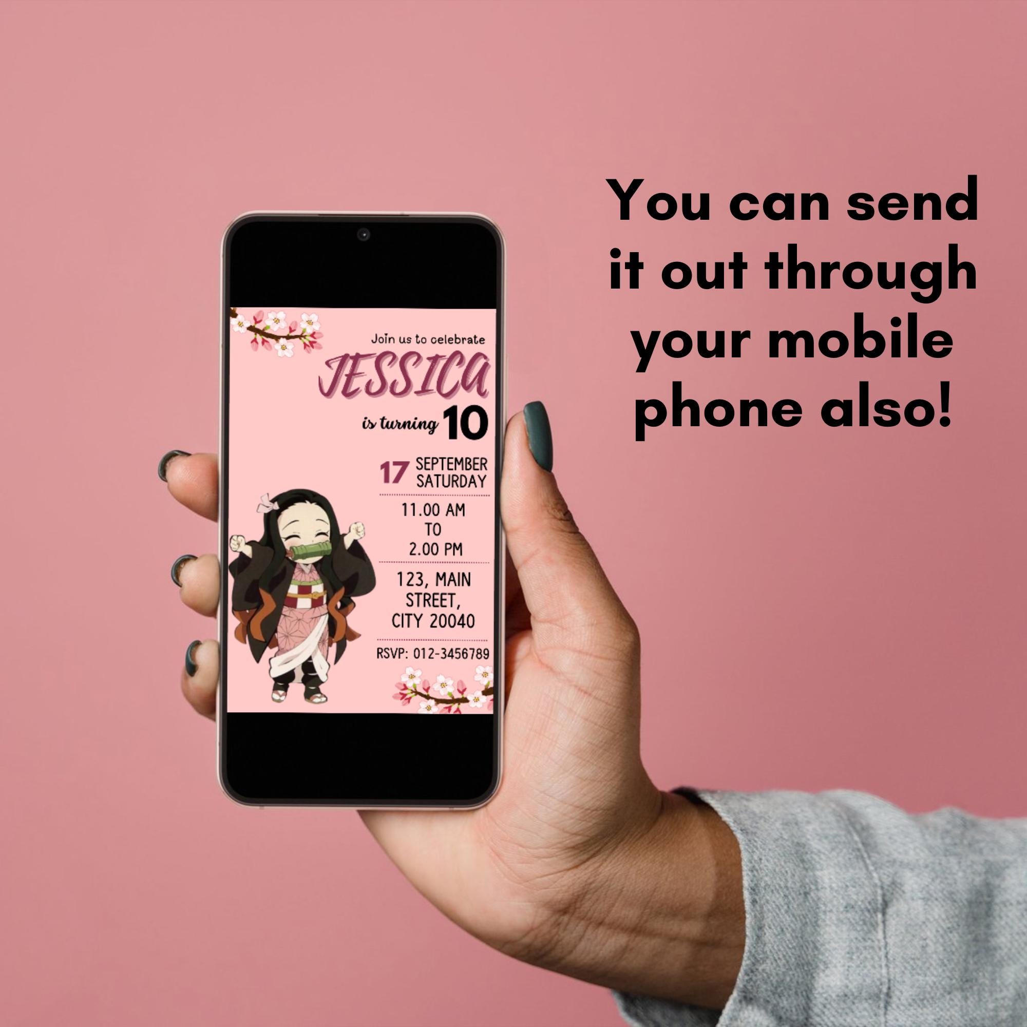 Nezuko Birthday Invitation, Nezuko Invitation, Nezuko Birthday, Nezuko ...