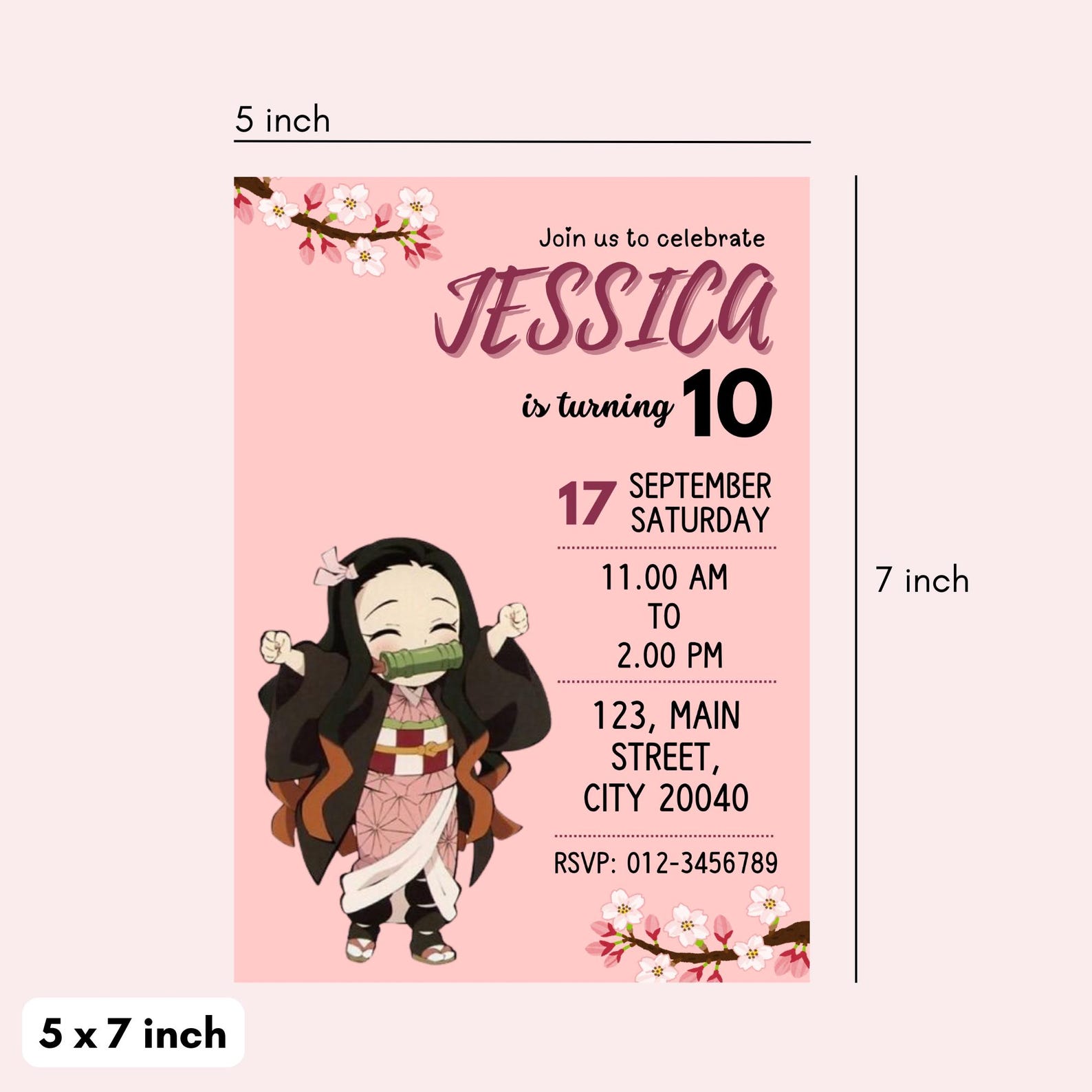 Nezuko Birthday Invitation, Nezuko Invitation, Nezuko Birthday, Nezuko ...