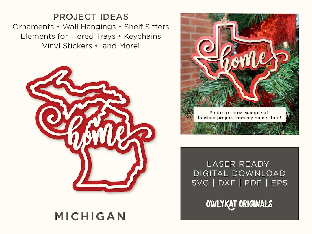 Michigan | Home | Ornament | Sign | Laser Cut | Digital File | SVG ...