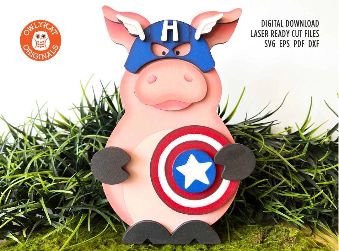 Captain Hamerica Pig Svg Patriotic Pig 4th of July Farm DIY Kit Svg Pig ...