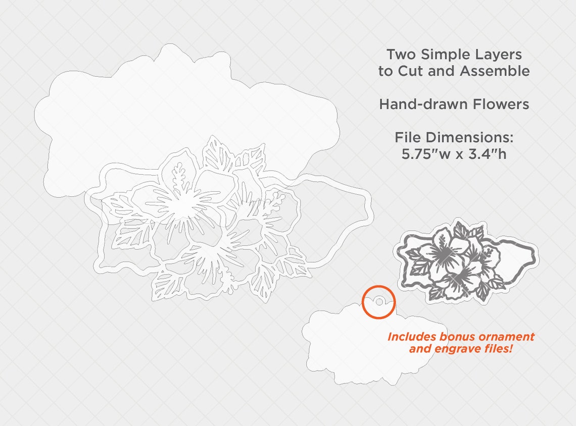 Puerto Rico Hibiscus SVG Flower SVG Laser Cut File - Etsy