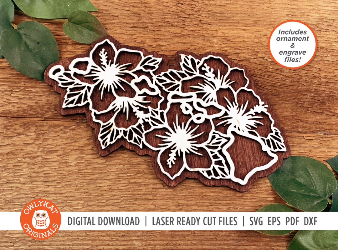 Hawaii Hibiscus SVG | Flower SVG | Laser Cut File | State SVG | Hawaii ...