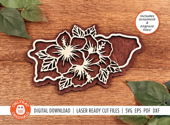 Puerto Rico Hibiscus SVG Flower SVG Laser Cut File - Etsy