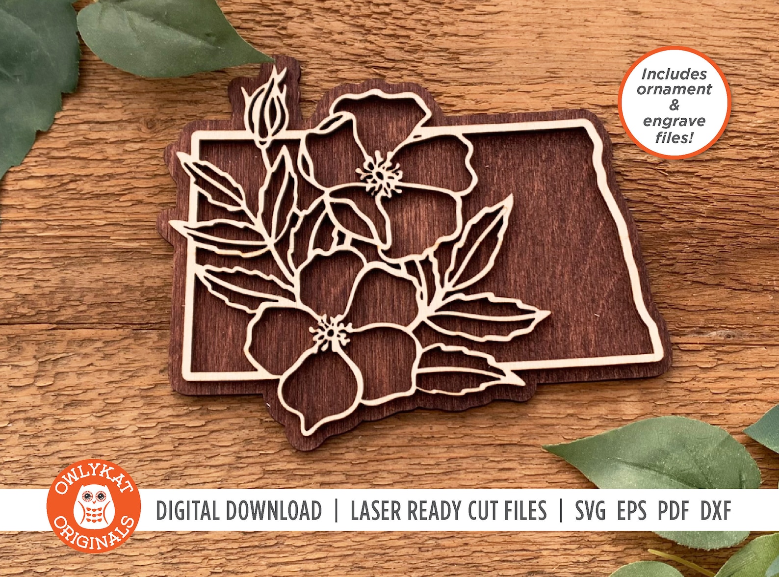 North Dakota Prairie Rose SVG Flower SVG Laser Cut North - Etsy