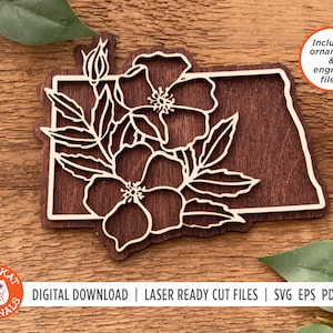 North Dakota Prairie Rose SVG | Flower SVG | Laser Cut | North Dakota ...