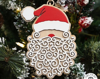 Swirly Bearded Santa Ornament Laser Cut File Stocking Tag - Etsy