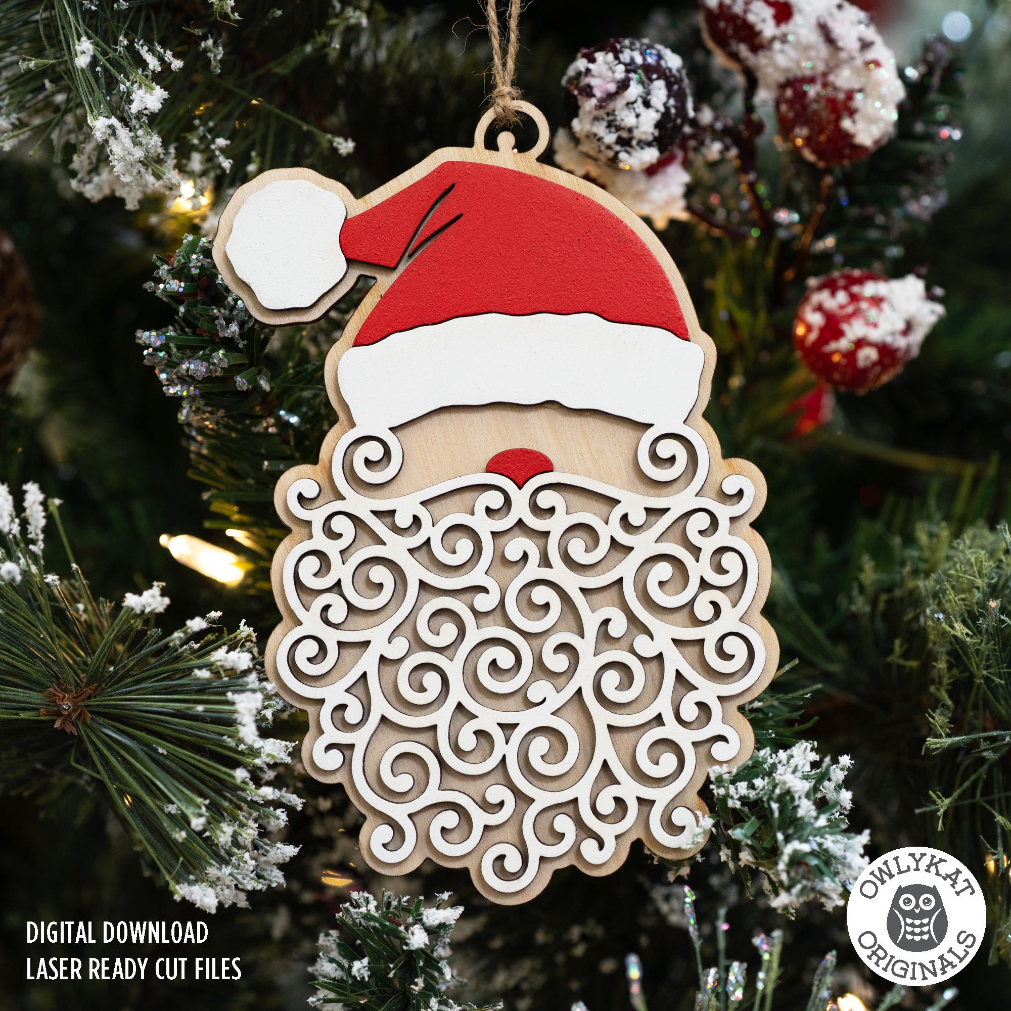 Swirly Bearded Santa Ornament Laser Cut File Stocking Tag - Etsy