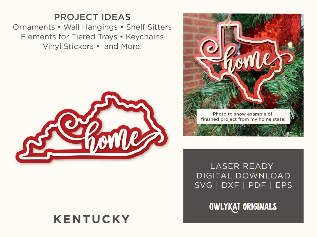 Kentucky | Home | Sign | Ornament | Laser Cut | Digital File | SVG ...