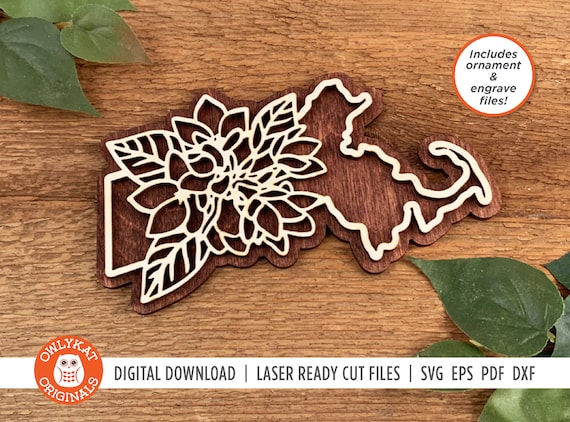 Massachusetts Mayflower SVG Flower SVG Laser Cut - Etsy