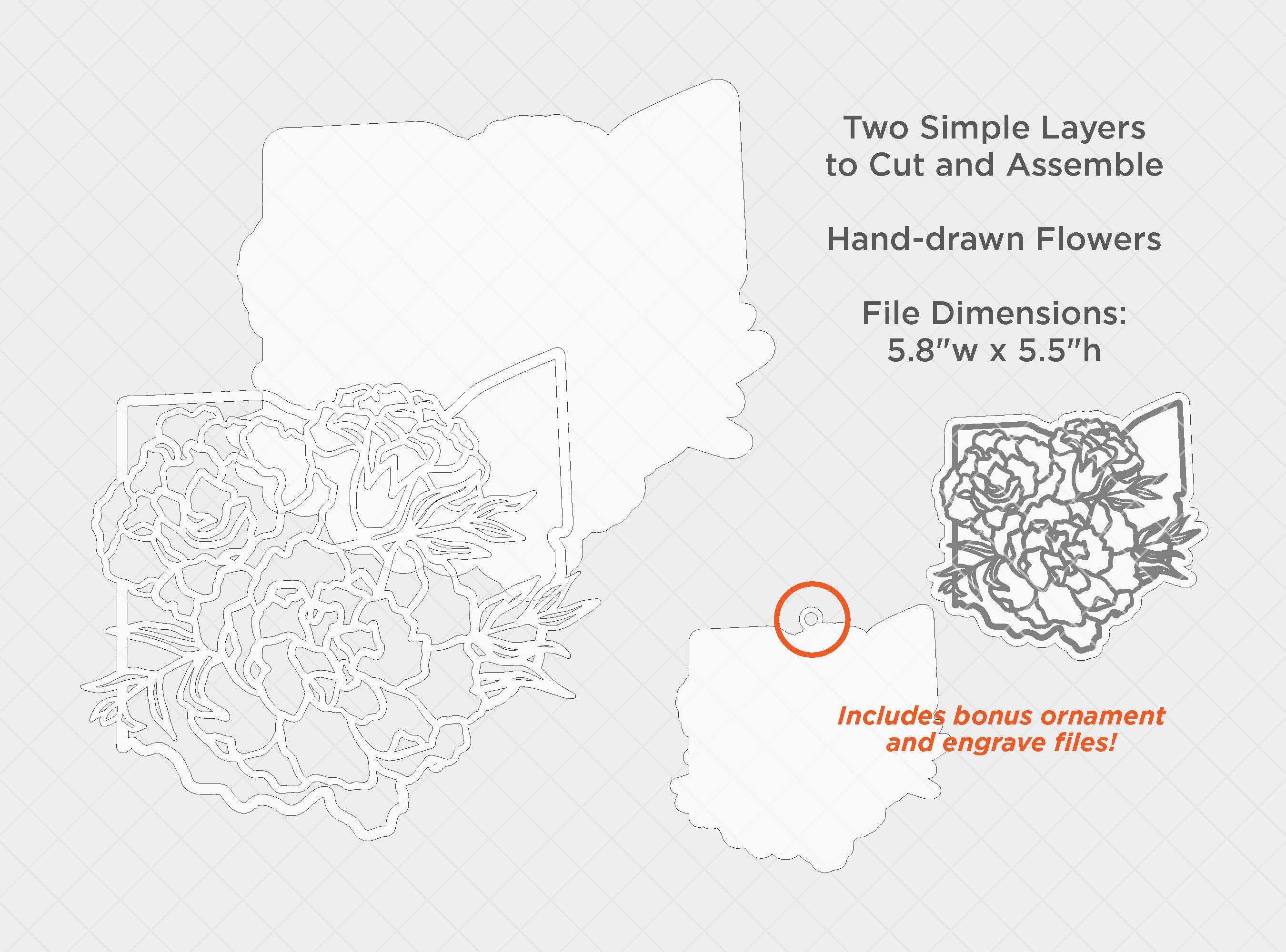 Ohio Scarlet Carnation SVG Flower SVG Laser Cut File - Etsy Canada