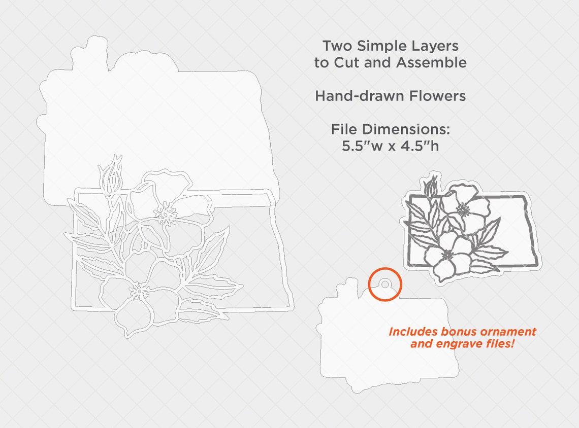 North Dakota Prairie Rose SVG Flower SVG Laser Cut North - Etsy