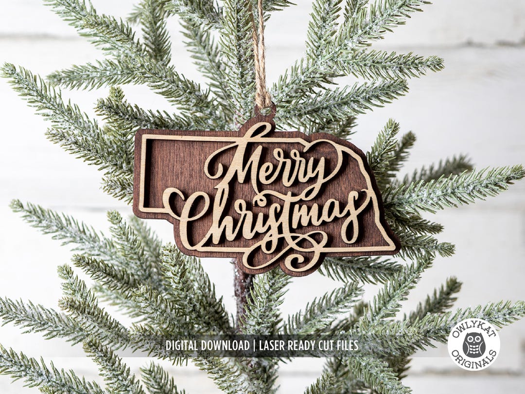 Nebraska Merry Christmas Ornament | Laser Cut File | SVG | Digital ...