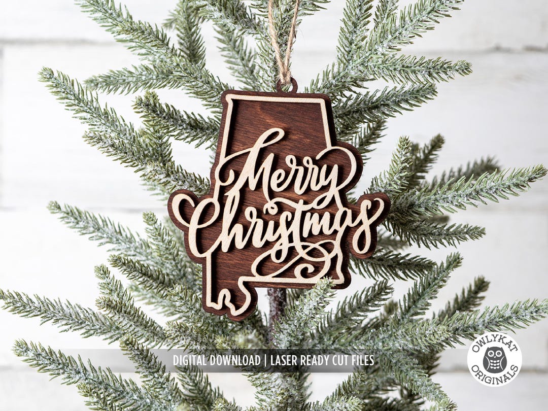 Alabama Merry Christmas Ornament | Laser Cut File | SVG | Digital ...