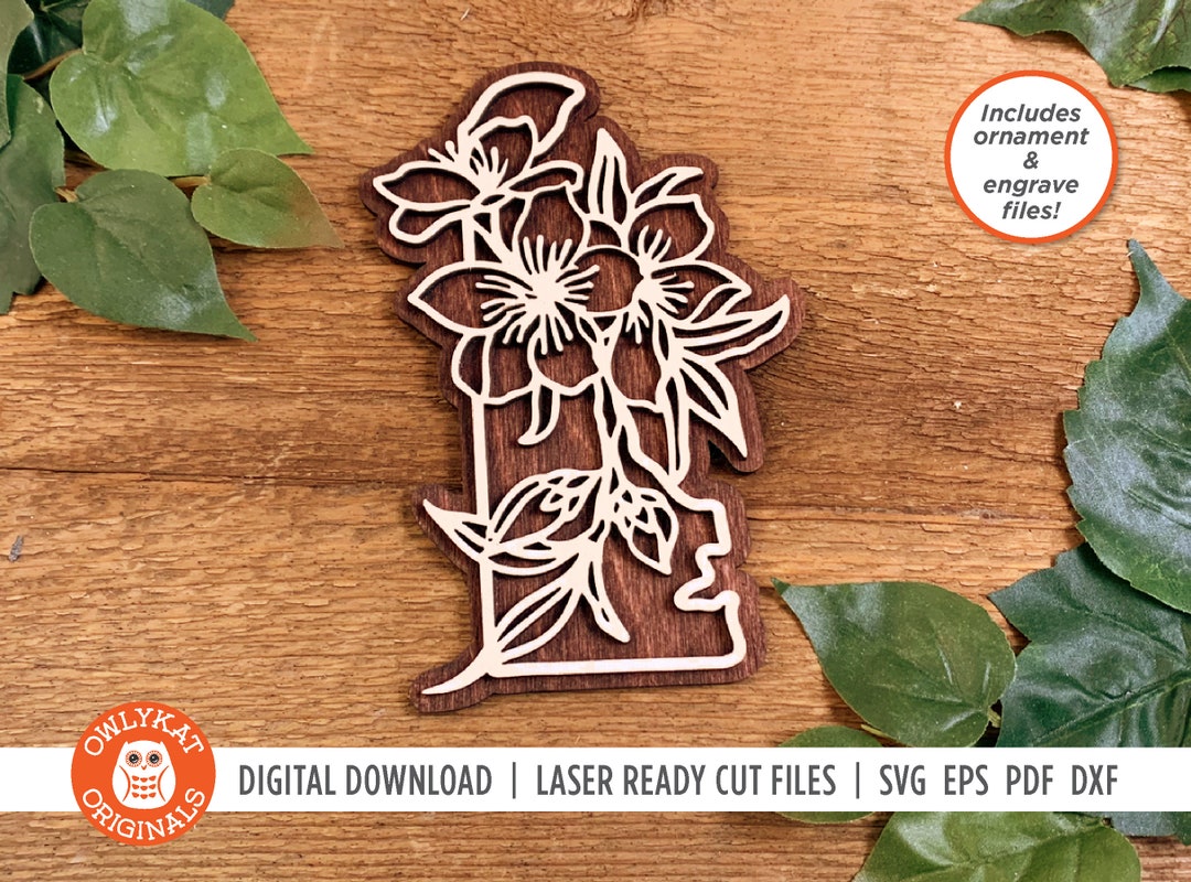 Delaware Peach Blossom SVG Flower SVG Laser Cut File delaware Ornament ...