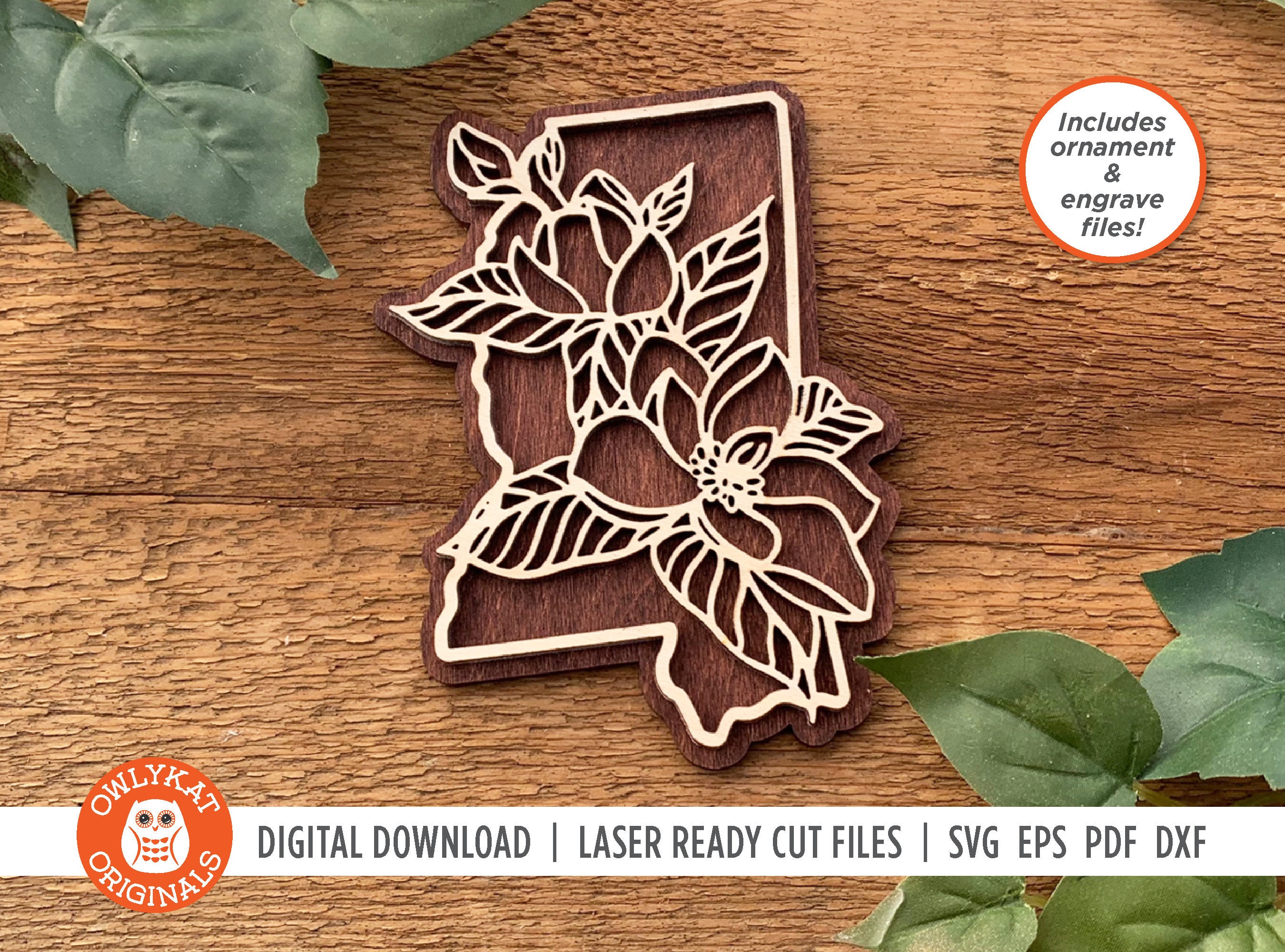 Mississippi Magnolia | State Flower | Ornament | Sign | SVG Laser Cut ...