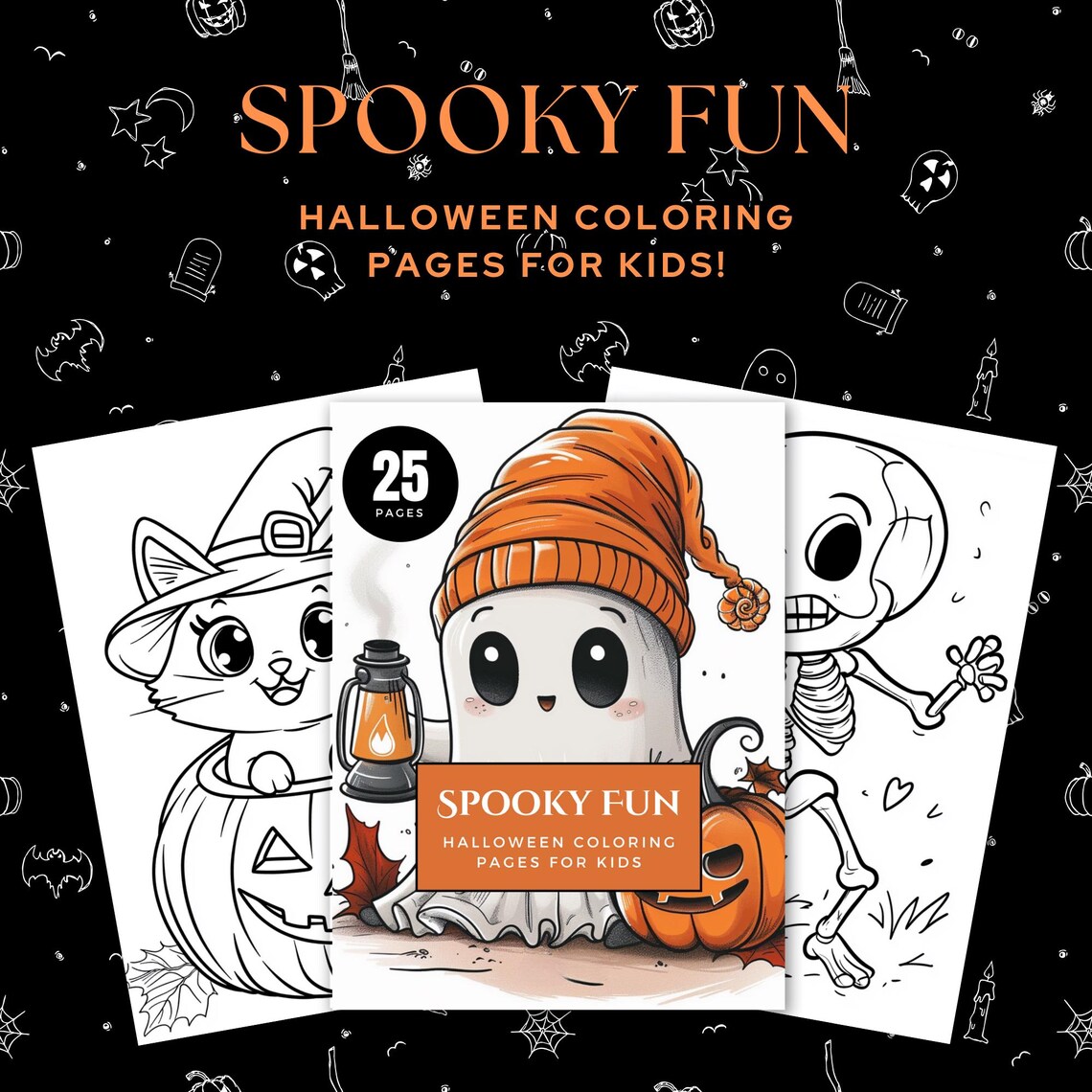 Spooky Fun Halloween Coloring Pages for Kids 25 Printable Pages of ...