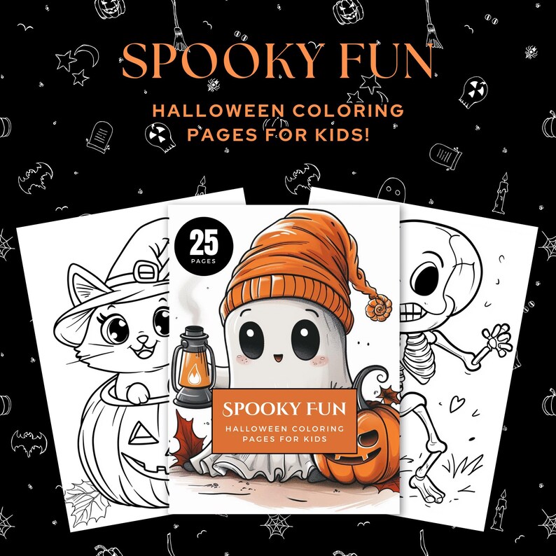 Spooky Fun Halloween Coloring Pages for Kids 25 Printable Pages of ...