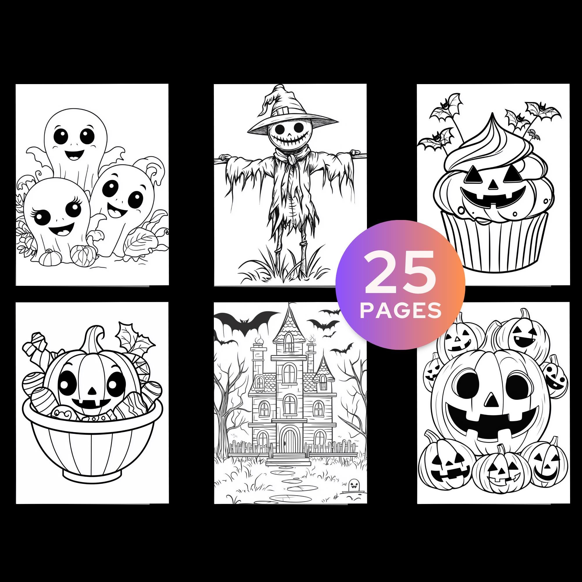Spooky Fun Halloween Coloring Pages for Kids 25 Printable Pages of ...