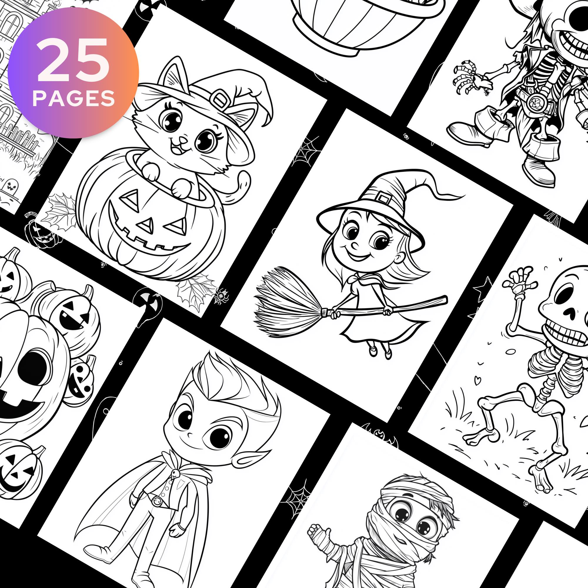Spooky Fun Halloween Coloring Pages for Kids 25 Printable Pages of ...
