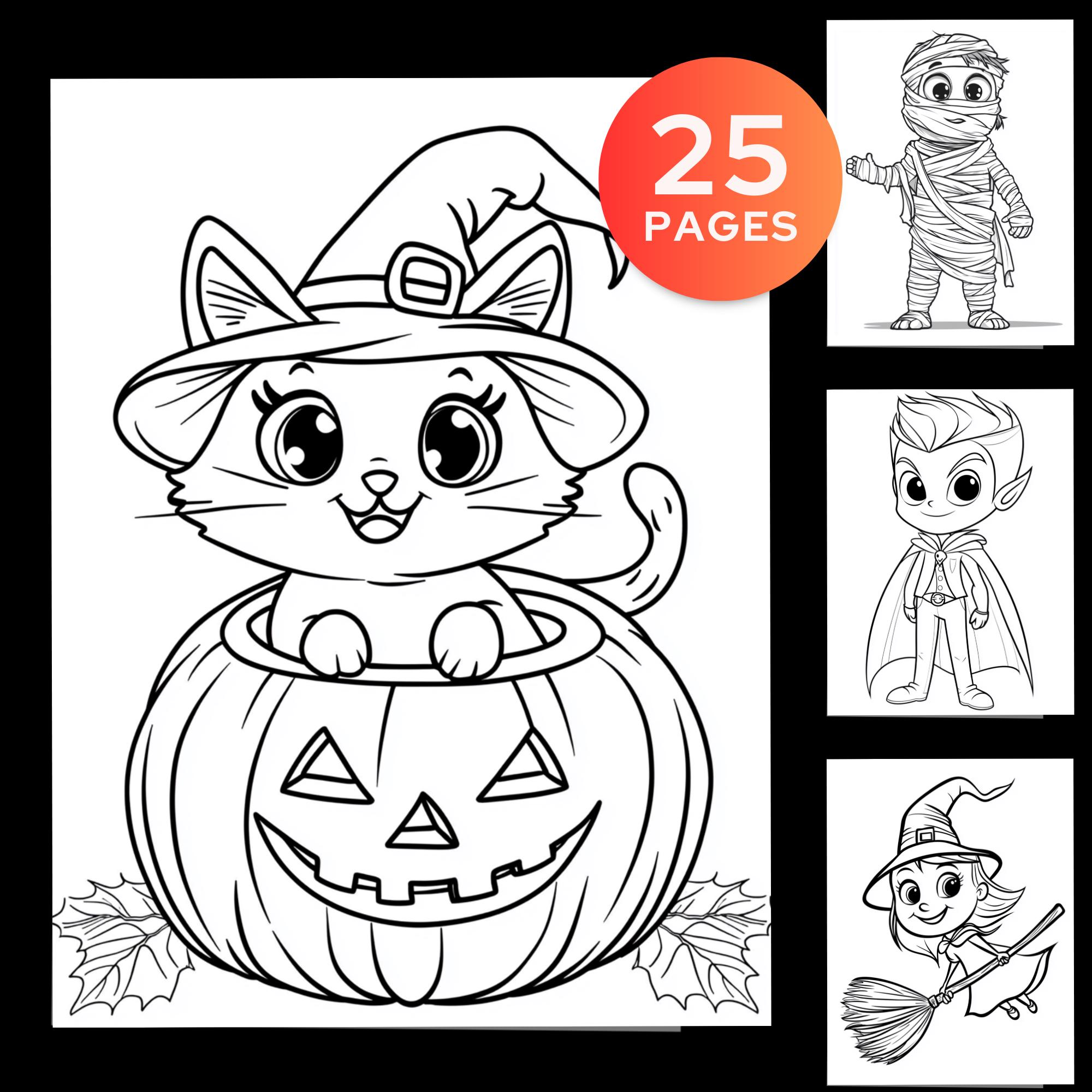 Spooky Fun Halloween Coloring Pages for Kids 25 Printable Pages of ...