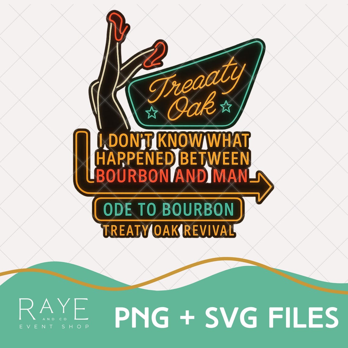 Treaty Oak Revival Ode to Bourbon Neon Sign: Country Music PNG (digital ...