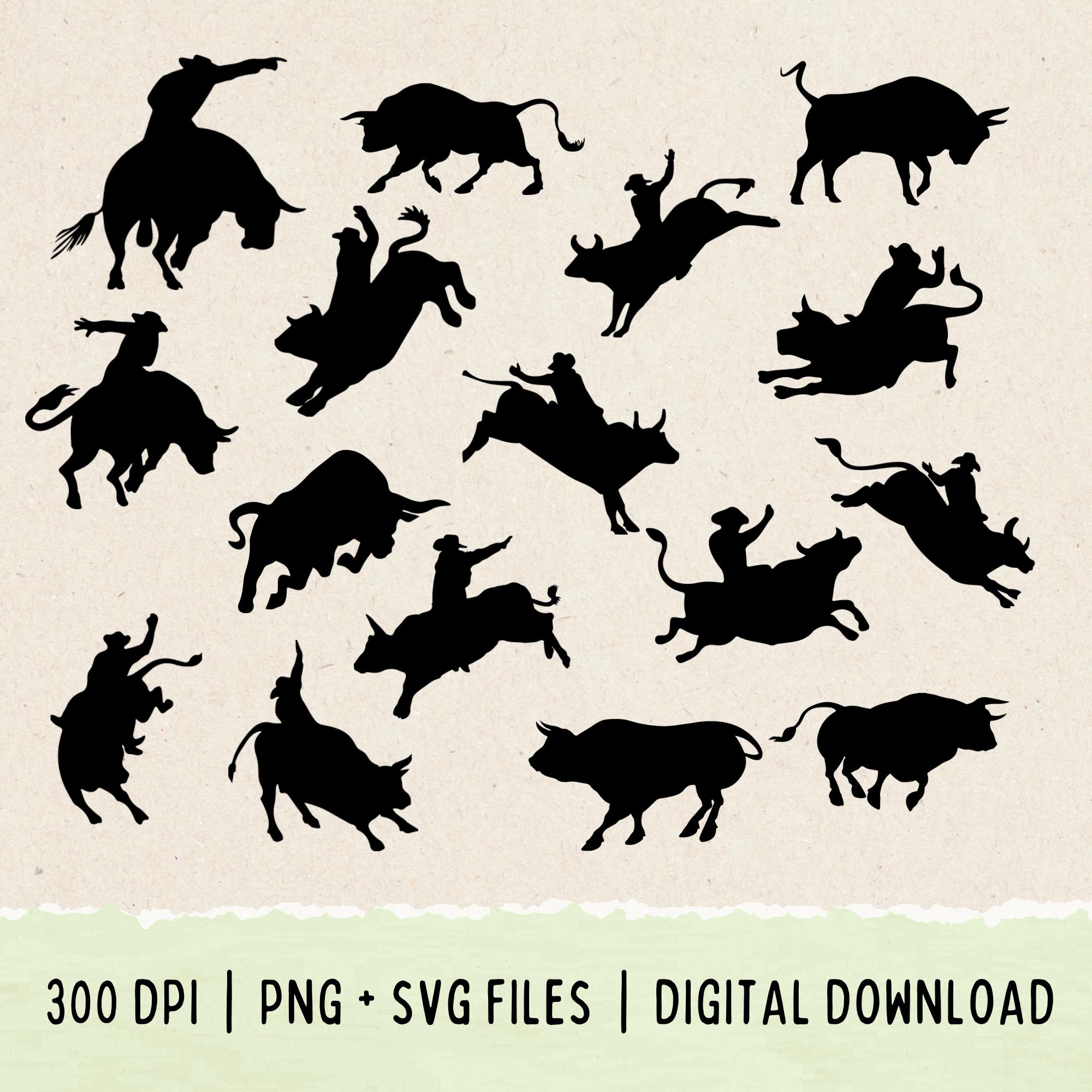 Bull Riding Svg, Bull Rider, Rodeo Cut File, Cowboy Silhouette, Western ...